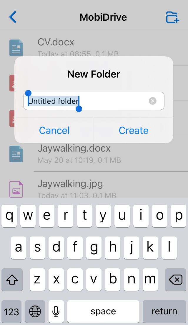 Создайте копию файла или папки в MobiDrive iOS – MobiSystems